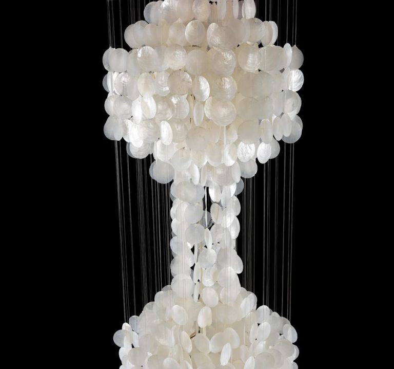 Capiz Shell Chandelier in the Hollywood Regency Style of Verner Panton