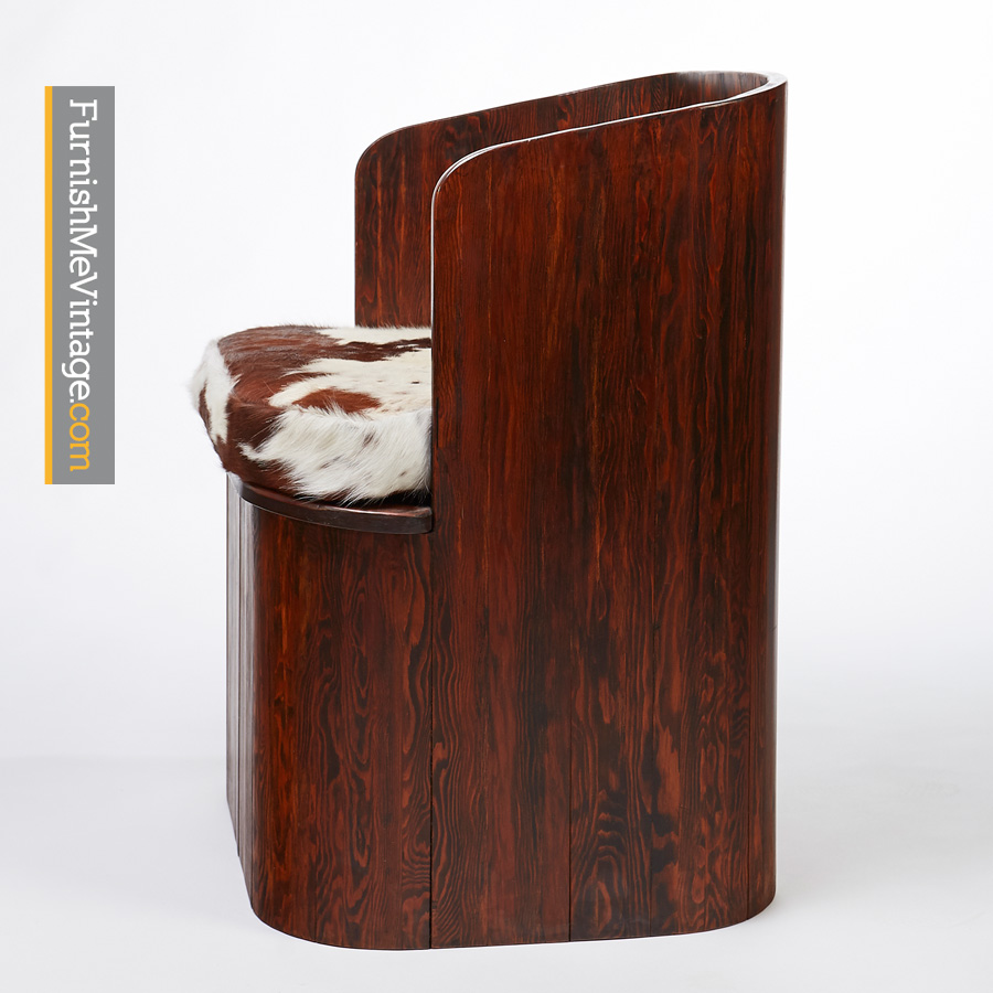 Vintage Custom Made Solid Rosewood Stained Barrel Priest Chair