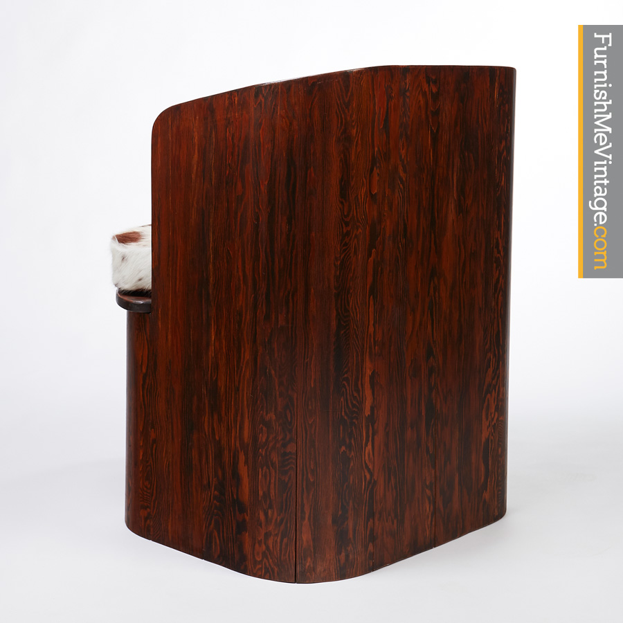 Vintage Custom Made Solid Rosewood Stained Barrel Priest Chair