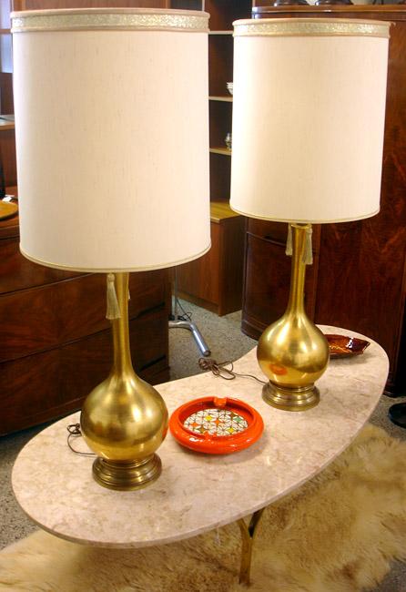 Two Large Vintage Matching Gold Lamps