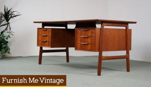 Vintage Omann Jun Danish Teak Executive Desk
