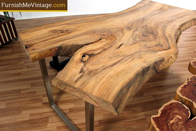 Monumental Rustic Wood Slab Dining Table