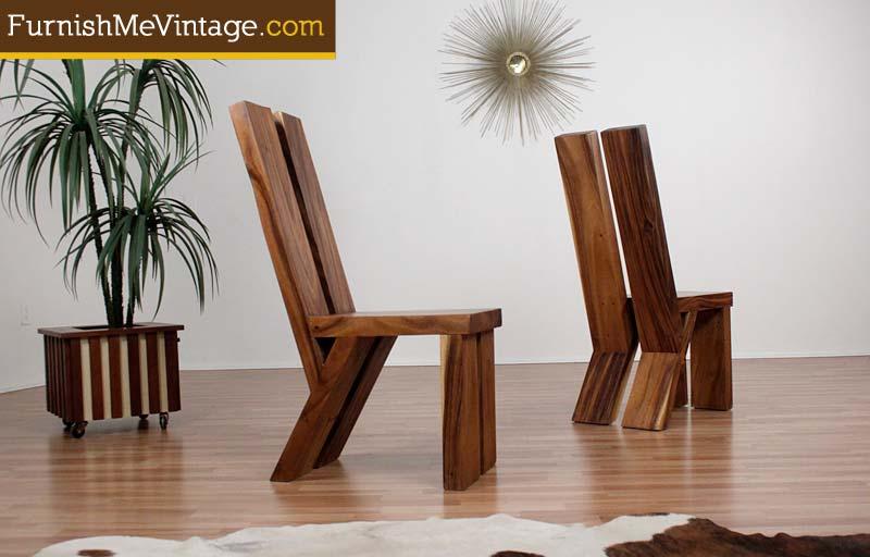 Pair of Chamcha Wood Slab Chairs