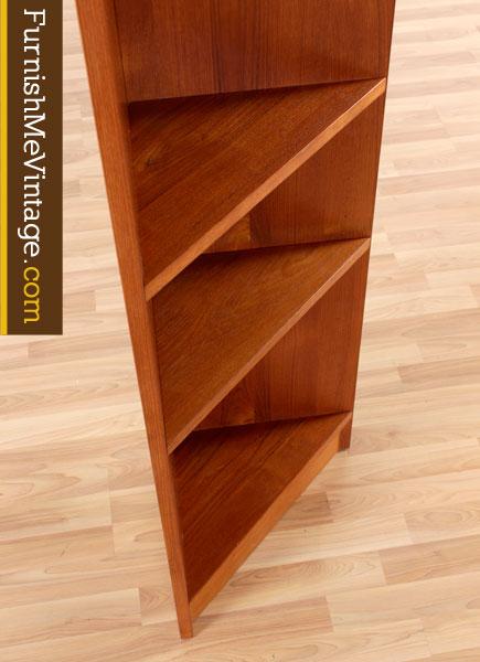 Vintage Danish Teak Corner Bookcase