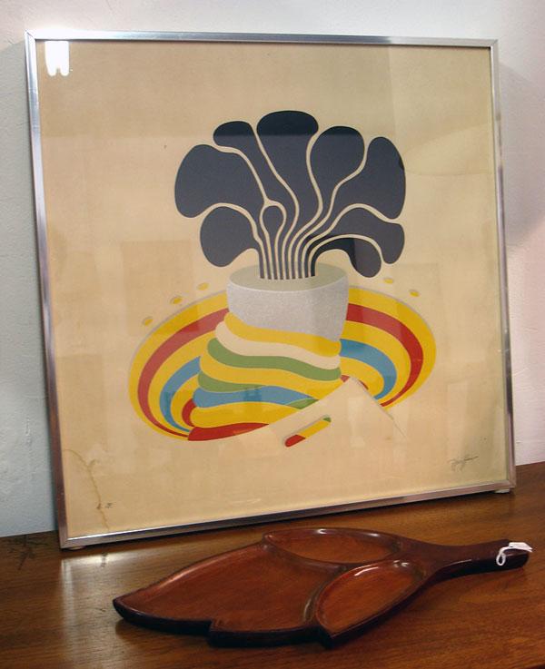 Signed Bodo Pfeifer 1960s Geometric Abstract Screen Print