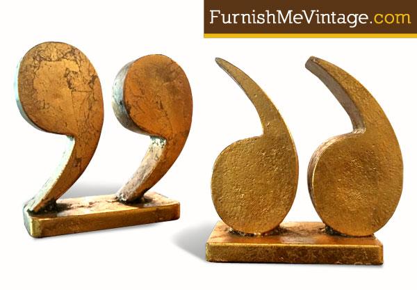 Pair of Vintage Curtis Jere Quotation Bookends