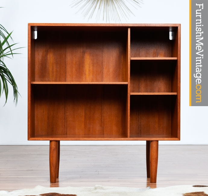 Petite Mid Century Modern Danish Teak Bookcase - Furnish Me Vintage