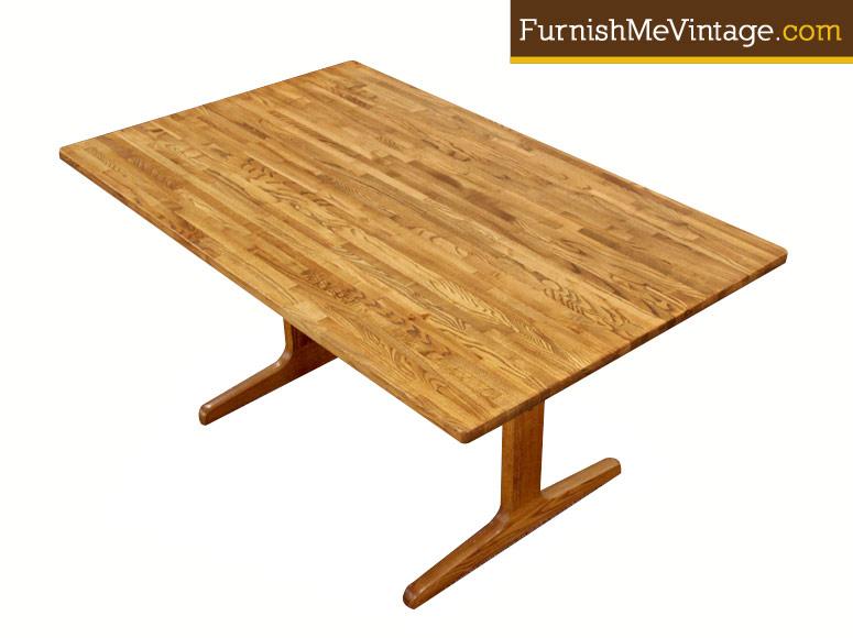 Refinished Vintage Solid Oak Dining Table