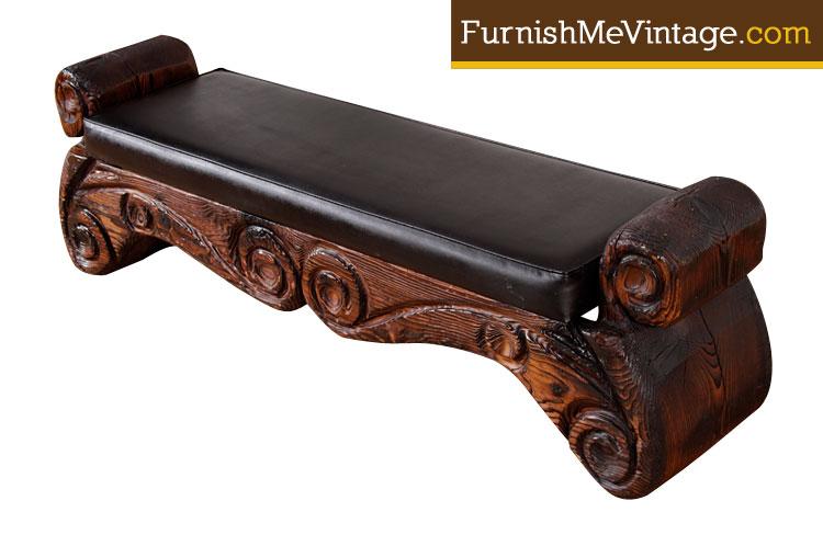 Vintage Witco Carved Cypress Tiki Bench