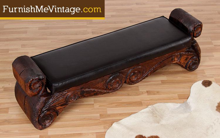 Vintage Witco Carved Cypress Tiki Bench