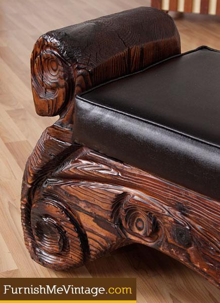 Vintage Witco Carved Cypress Tiki Bench