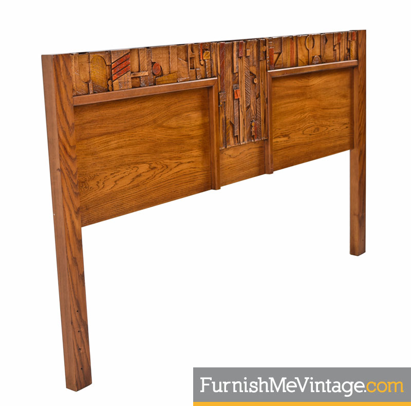 Paul Evans Style Brutalist King Bed Headboard by Lane, 1970s - Furnish ...