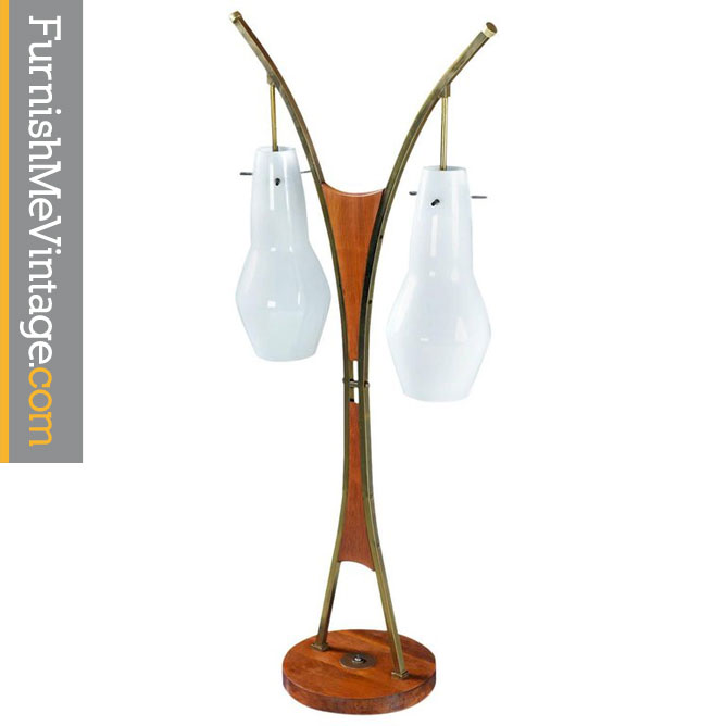Modeline Style Mid Century Modern Walnut and Glass Lamp - Furnish Me ...
