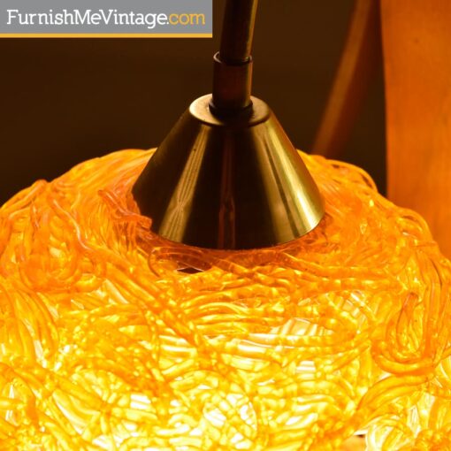 Spaghetti Globe Table Lamp with Walnut Leaf Petal Accents