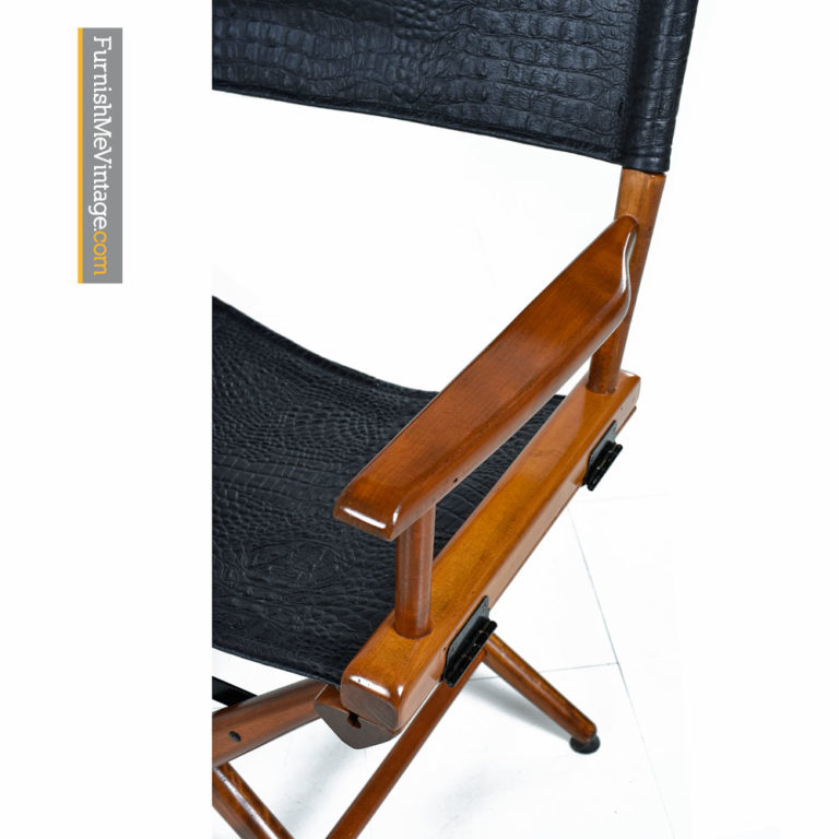 Telescope Director Chair Set - Restored With Black Alligator Leather