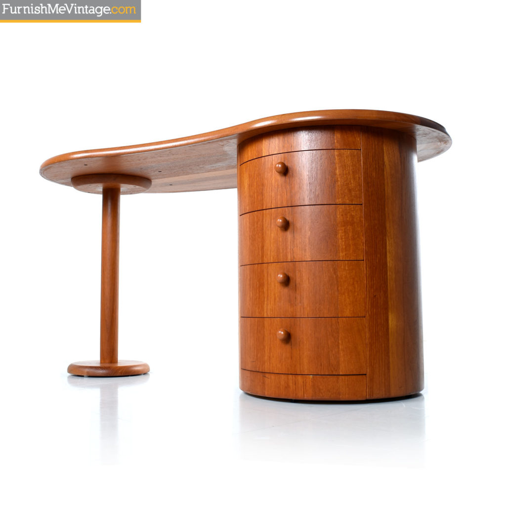 Danish teak mid-century modern kidney bean shape desk
