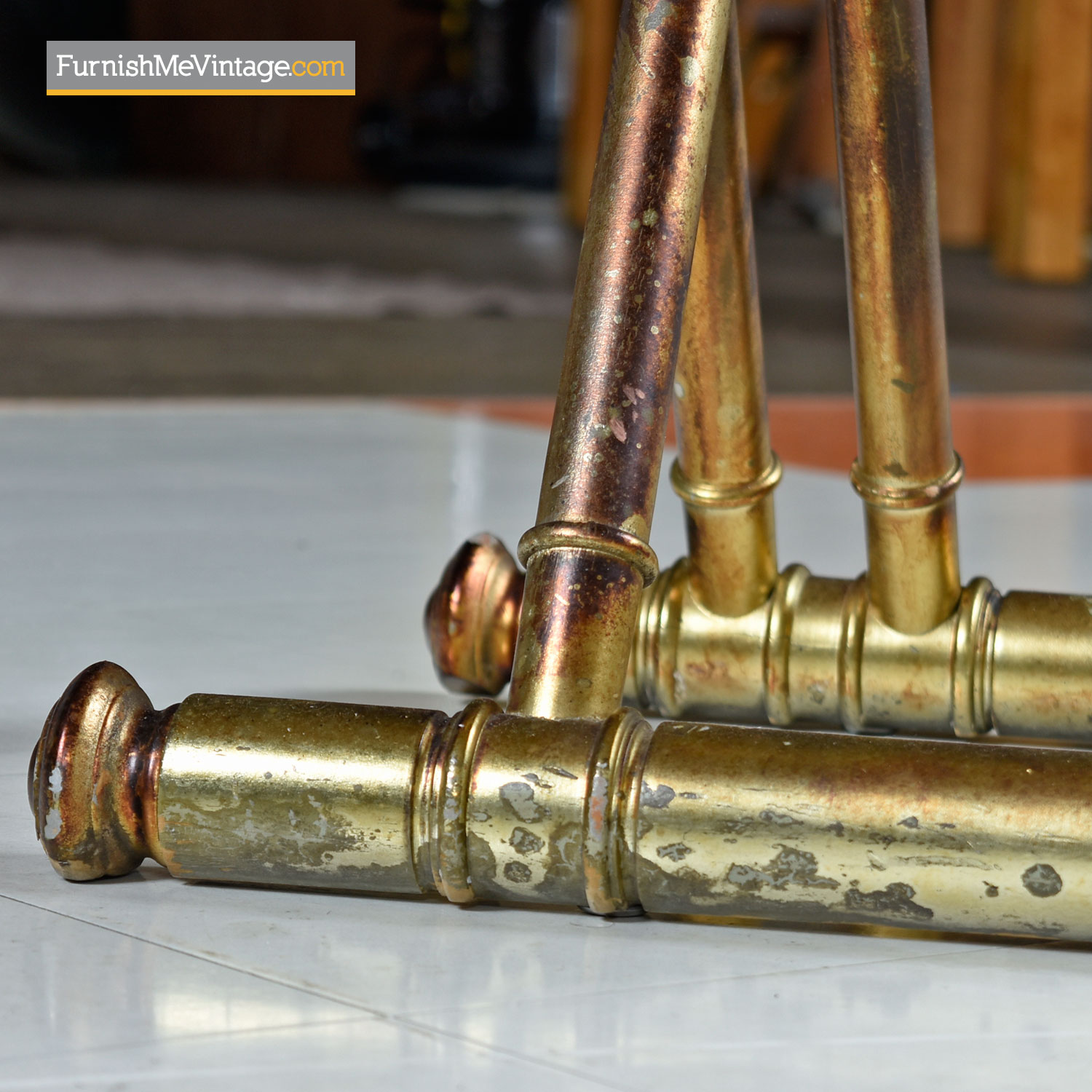 Faux Brass Base Campaign Style Tambour Roll Top Desk