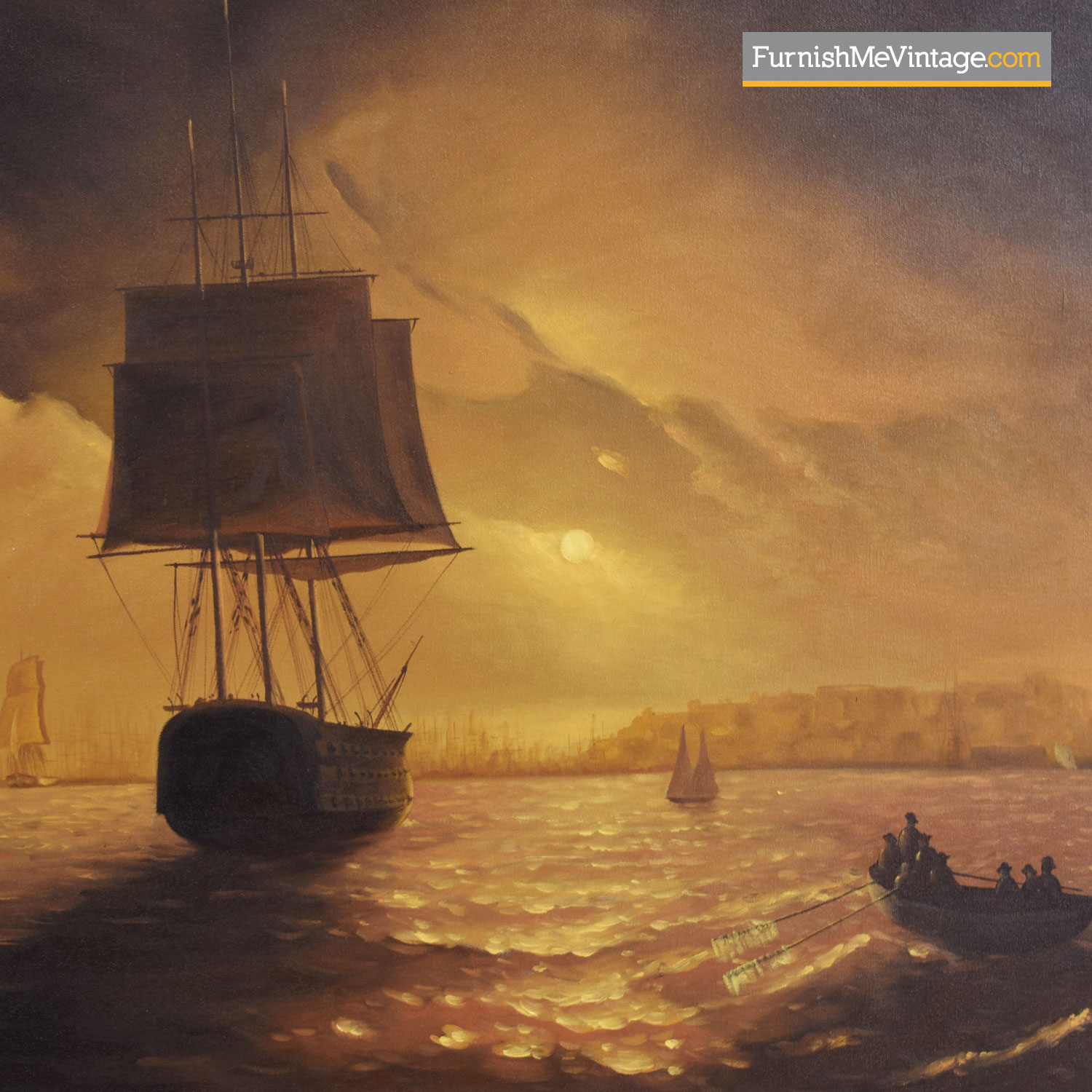 18th Century Barque Merchant Ship Nautical Painting