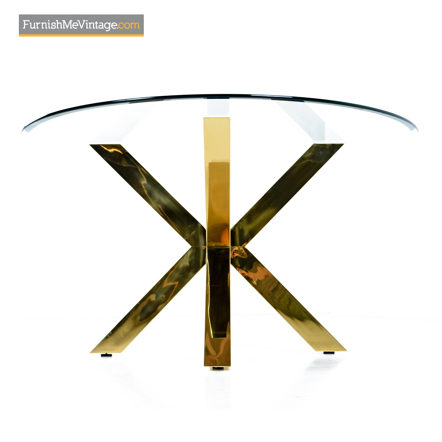 Circular Dining Table with Gold Cross Jack Base