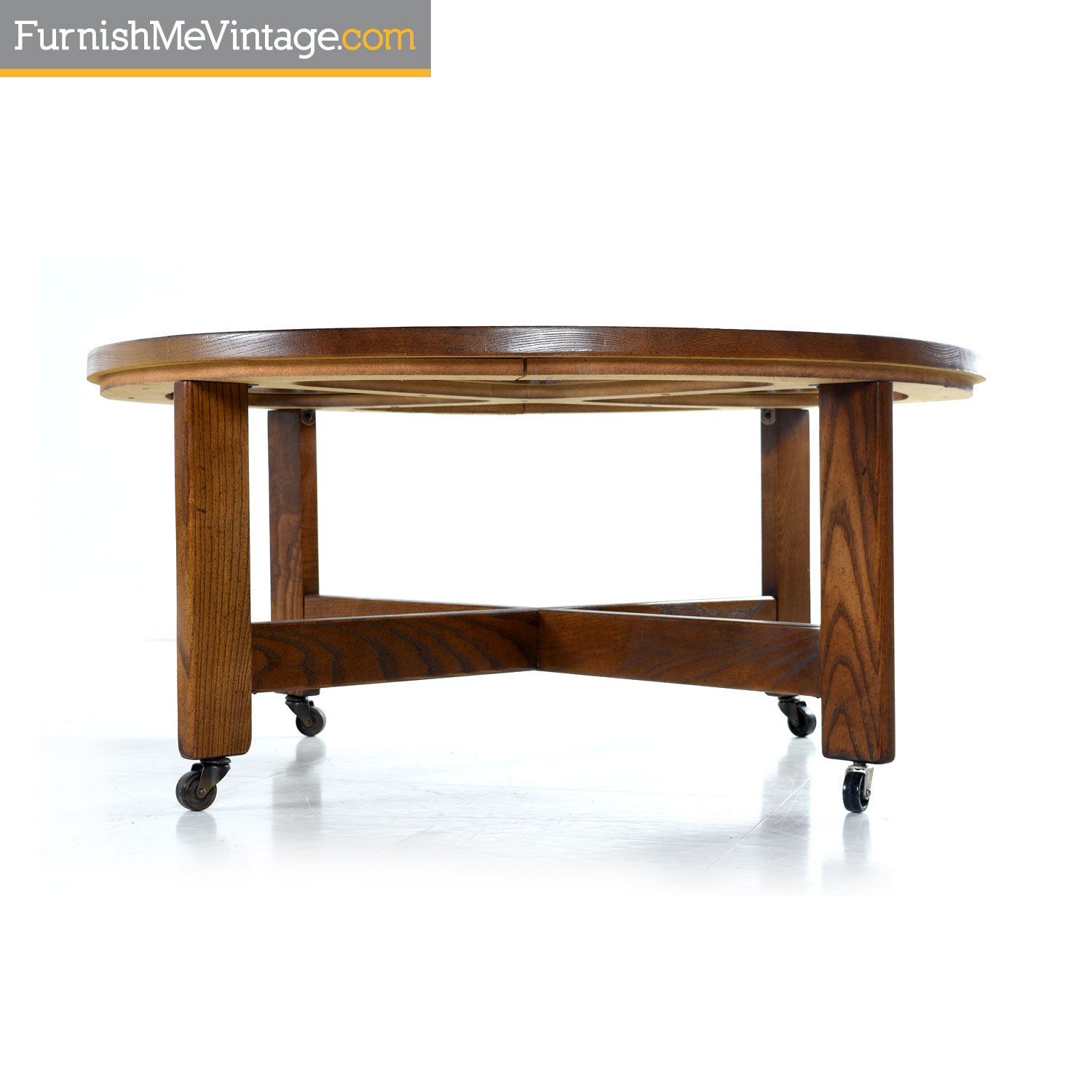 Vintage Gaming Table Set with Round Table and Corduroy Stools