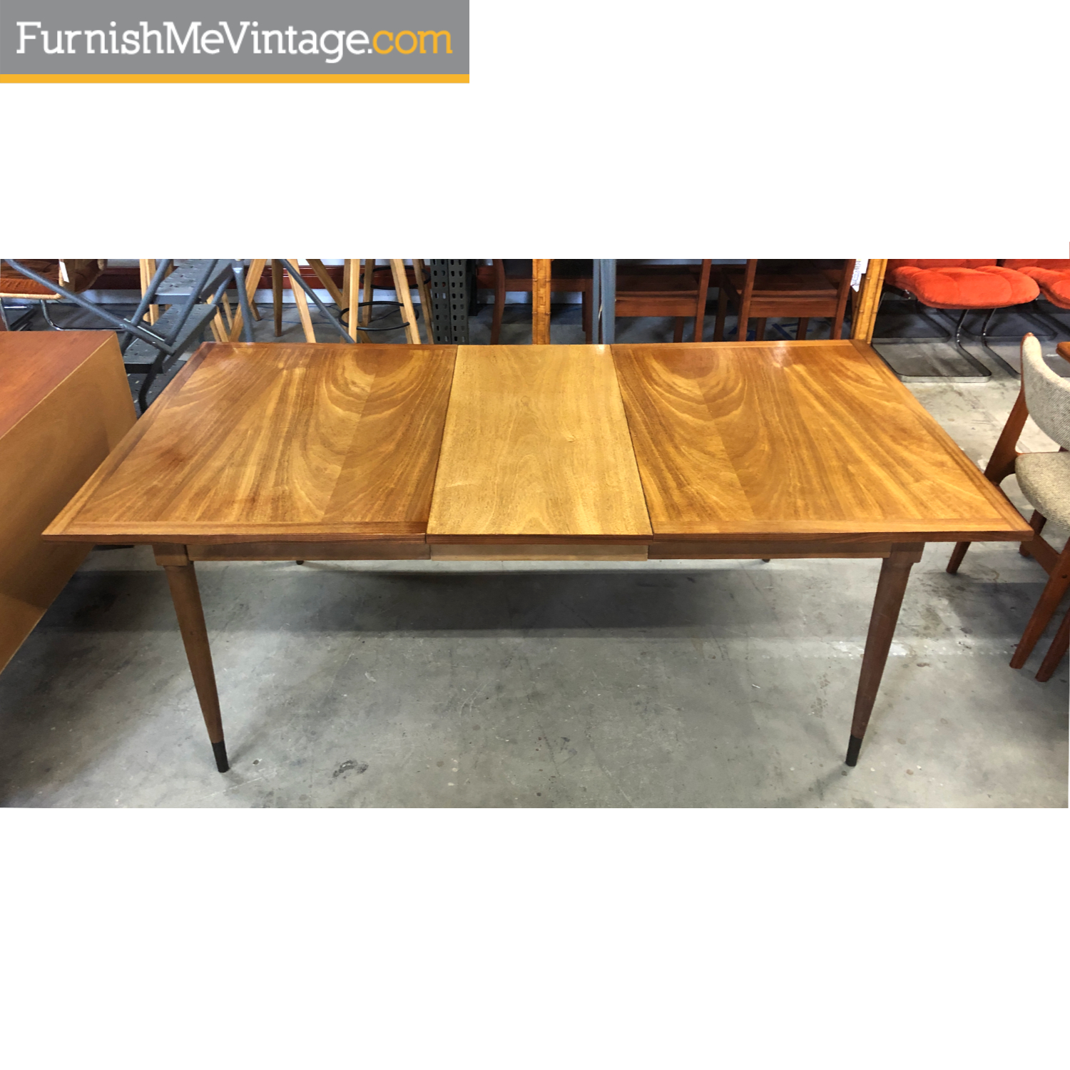Walnut and Mahogany Expanding Mid-Century Modern Dining Table