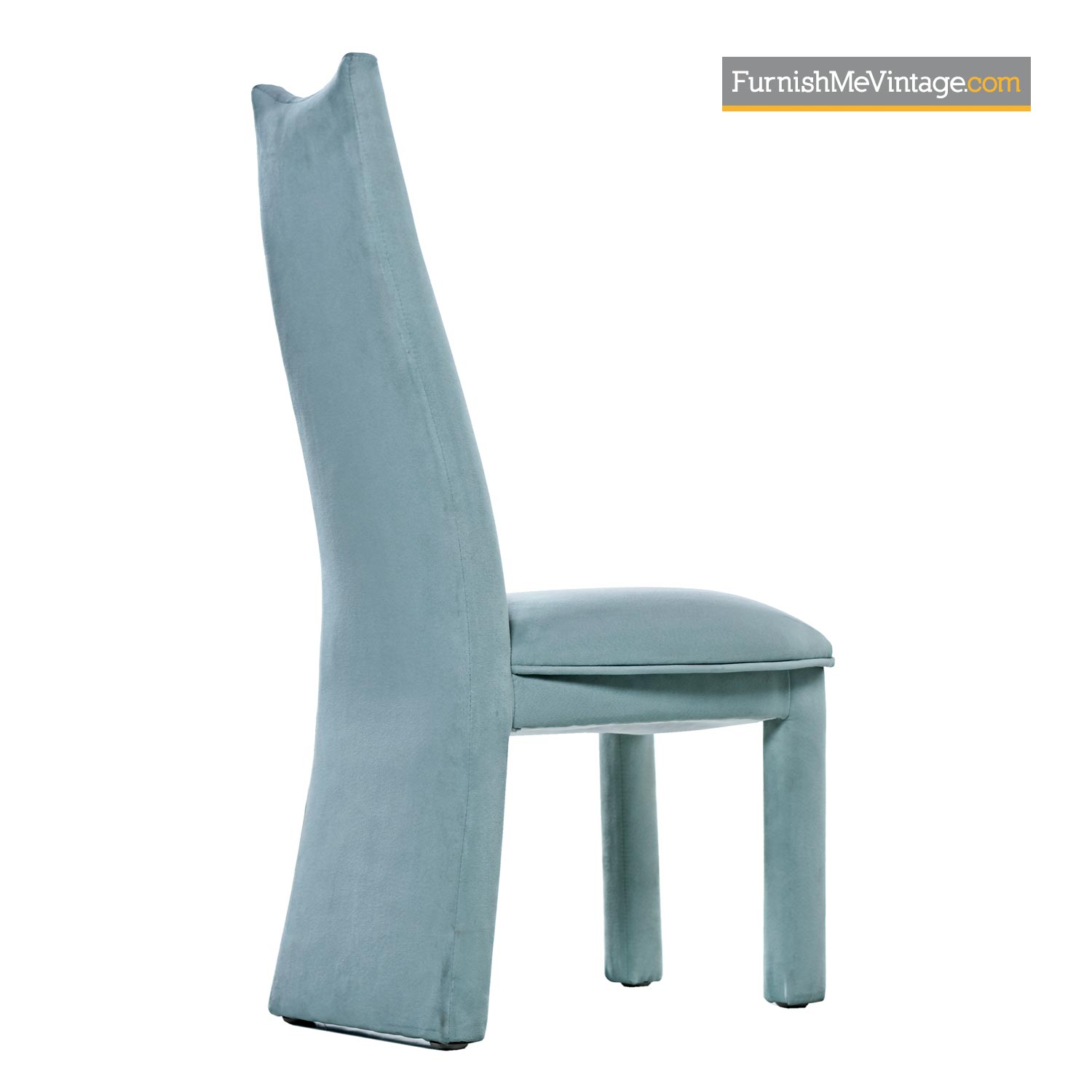 Modern Aqua Blue Microfiber Upholstered High Back Dining Chairs