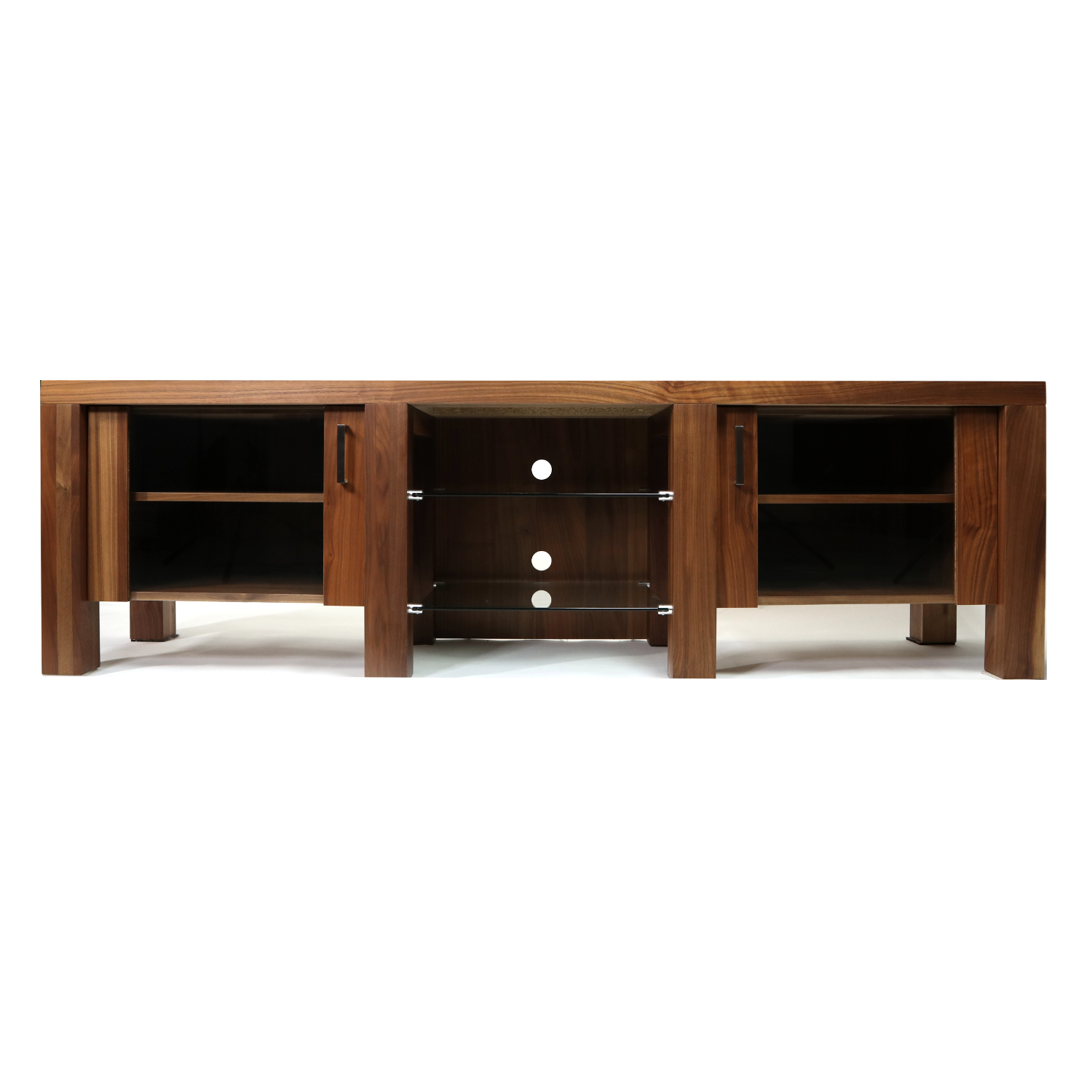 Verbois Walnut Wood Low Profile Contemporary Modern TV Stand