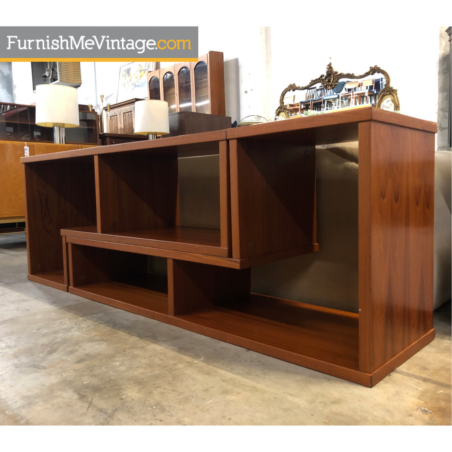 Expanding Teak Bookshelf or TV Stand - Furnish Me Vintage