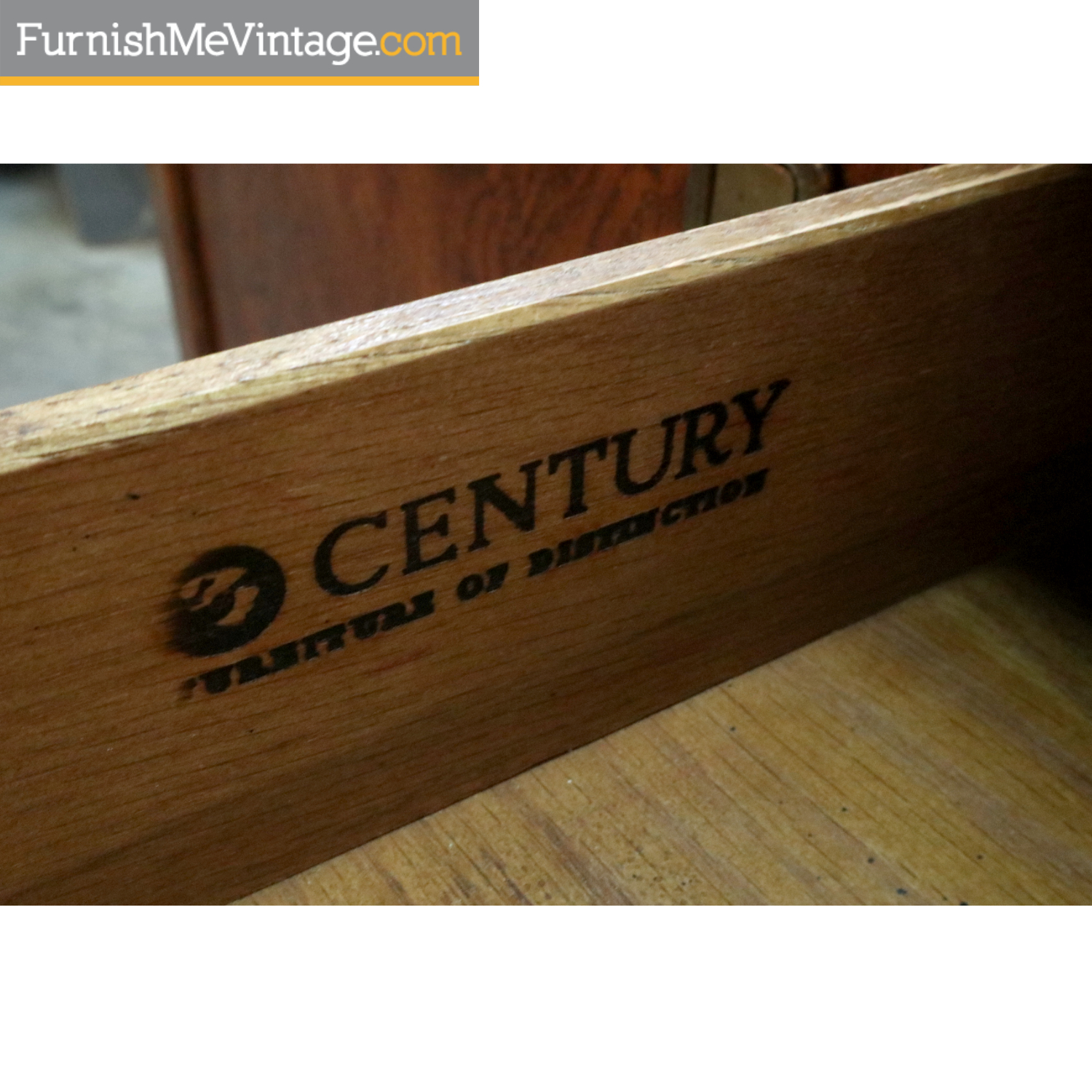 Oak Burl Wood Credenza by Century Furniture Vintage 1970s