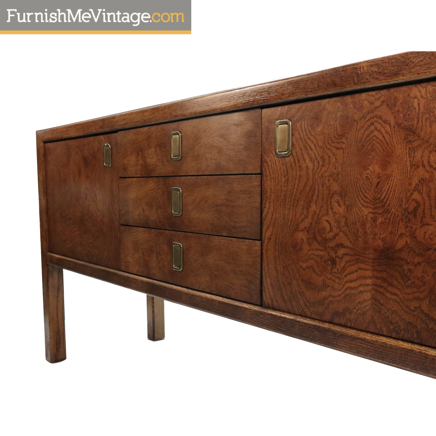 Oak Burl Wood Credenza by Century Furniture Vintage 1970s