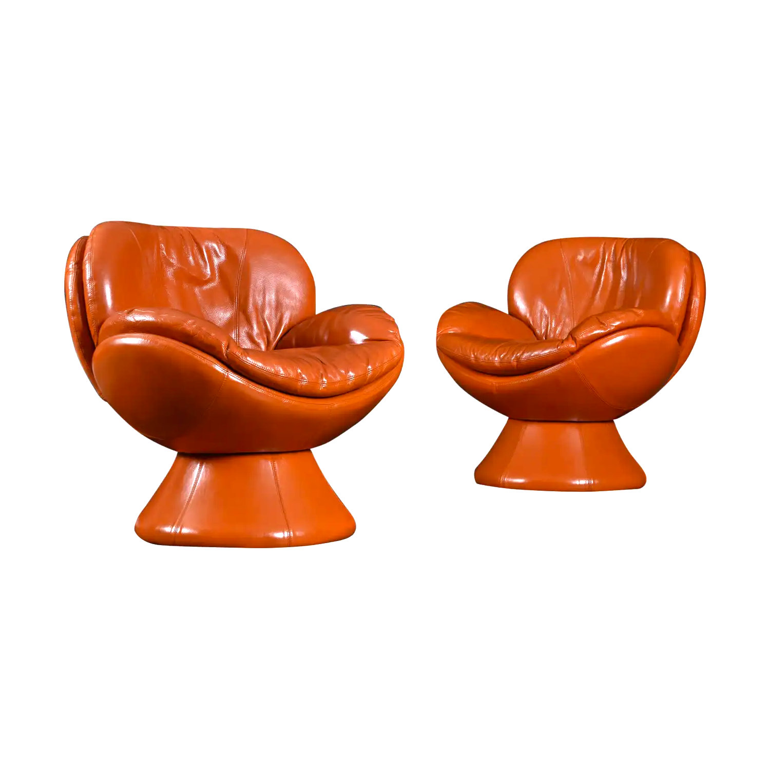 Jaymar Modern Swivel Chairs in Orange Leather