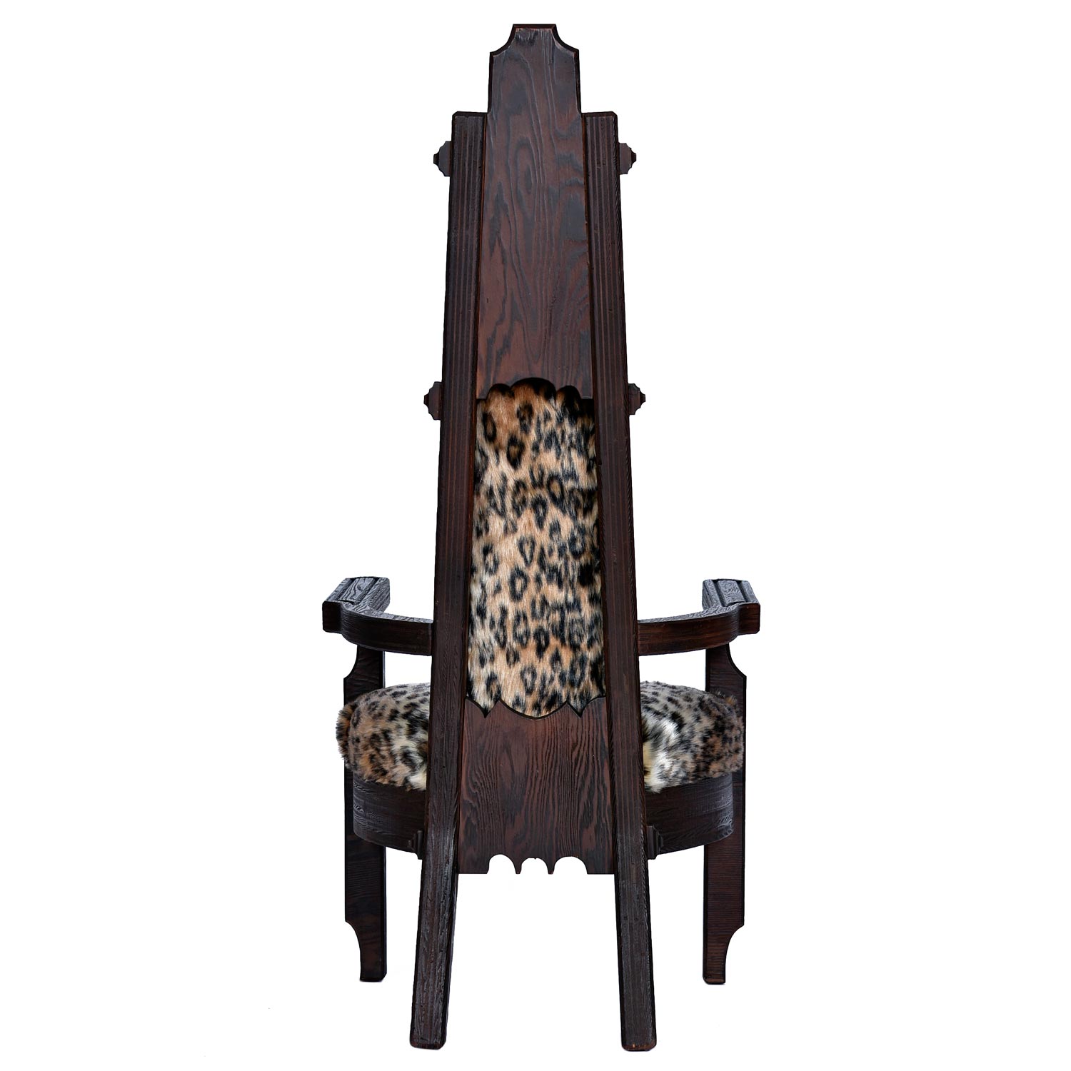 Pair of Restored Witco Faux Leopard Tiki Throne King and Queen Chairs