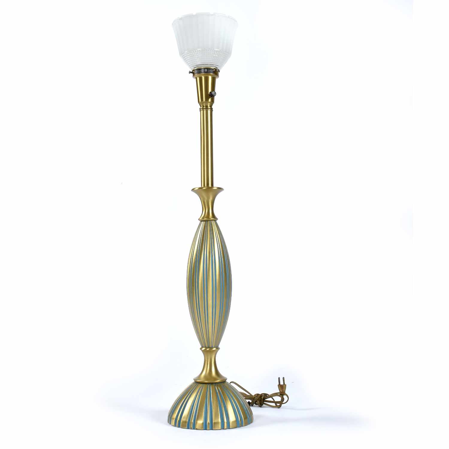 Rembrandt Teal and Gold Hourglass Shaped Mid-Century Table Lamp