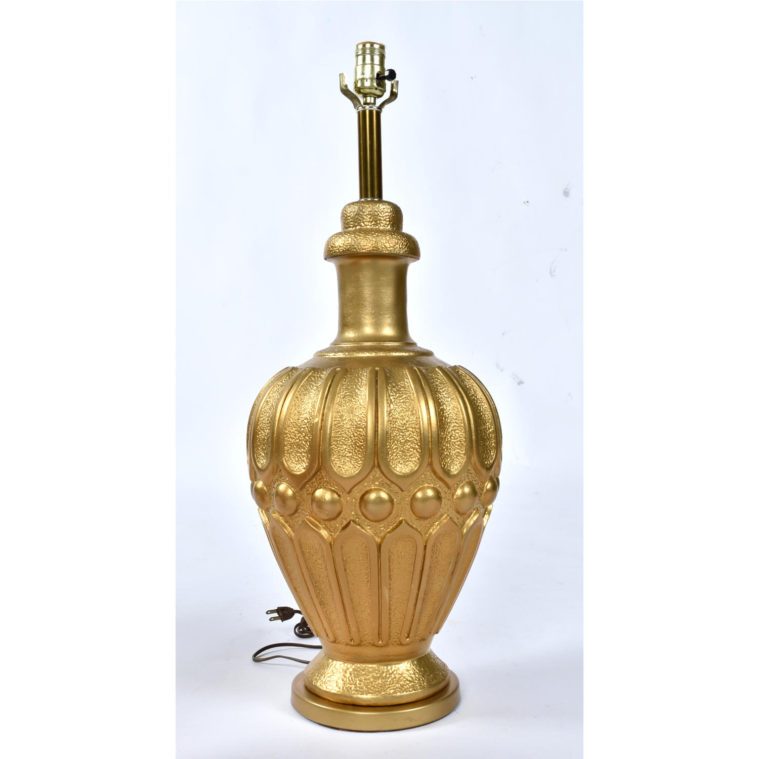 Pair of Large Mid-Century Modern Gold Colored Genie Lamps on Brass Bases