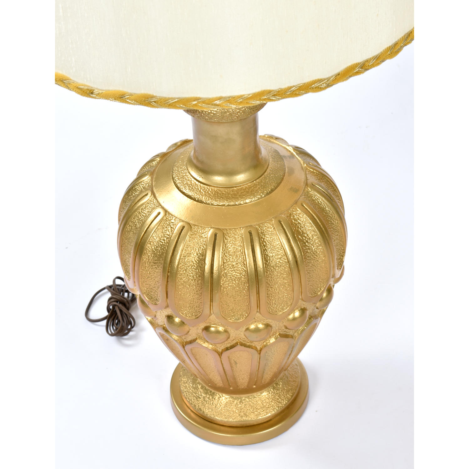 Pair of Large Mid-Century Modern Gold Colored Genie Lamps on Brass Bases